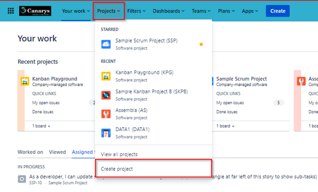 How To Create A Project In Jira Software Canarys How To Create A Project In Jira Software Canarys